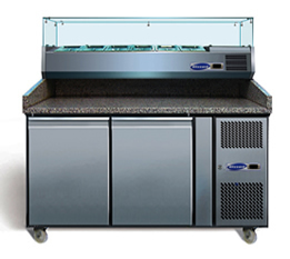 Pizza preparation counters